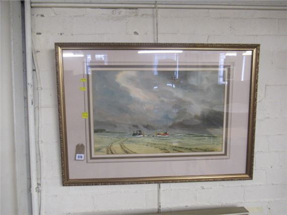 Arthur Craven | LAUNCH AT FILEY WATERCOLOUR SIGNED ARTHUR CRAVEN ...