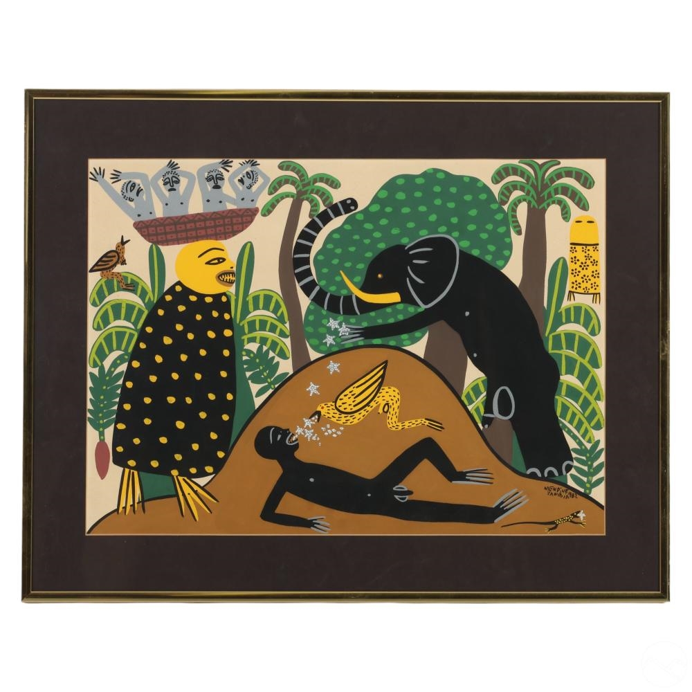 Manuel Mendive | Manuel Mendive b.1944 Afro Cuban Gouache Painting ...