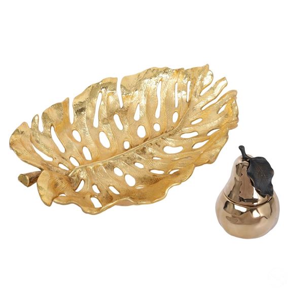 Michael Aram | Michael Aram Leaf Centerpiece & Pear Candle 2p LOT ...