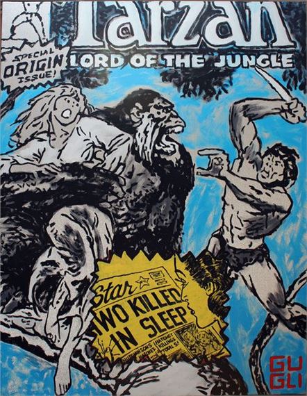 Laurent Gugli | Laurent GUGLI (1959) Tarzan Acrylic on gilded... - Lot ...