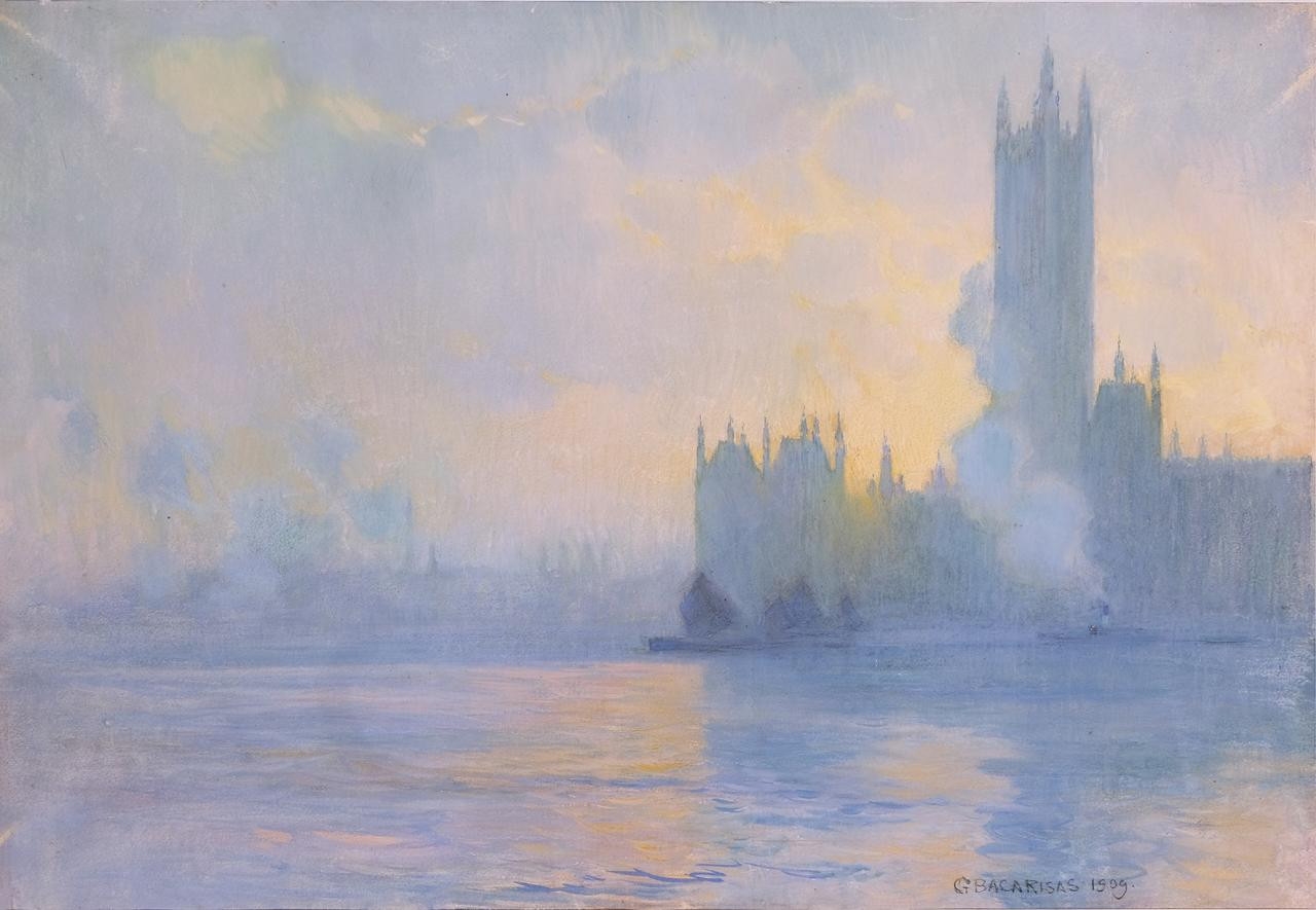 Gustavo Bacarisas | Palacio de Westminster desde el Tamesis (1909 ...