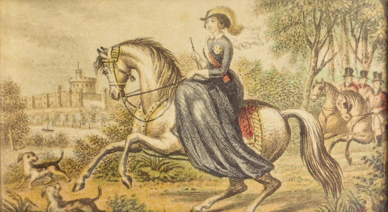 George Baxter | Pareja de miniaturas con jinete y amazona | MutualArt