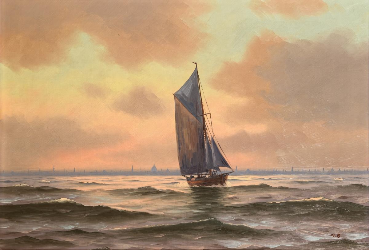 Sten Bille | Sea scene with sailing ship | MutualArt