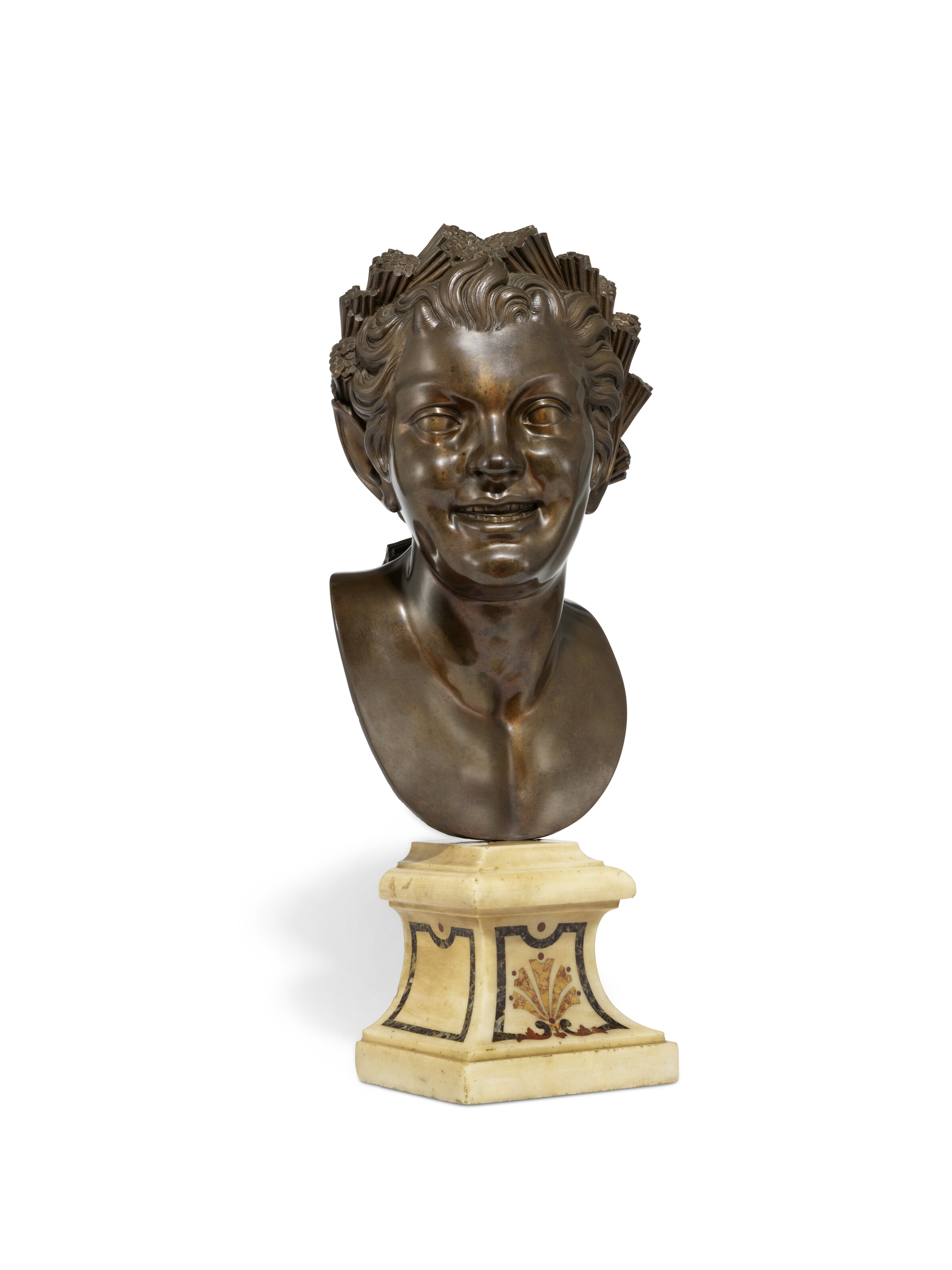 Massimiliano Soldani | Bust of a smiling faun | MutualArt