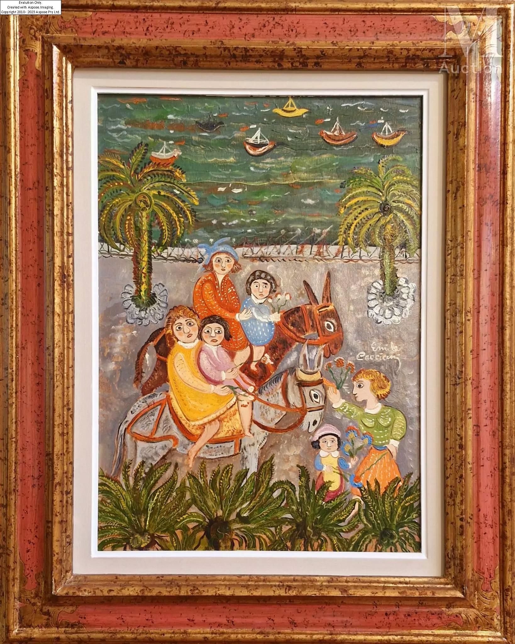 Émile Crociani | Promenade aux ânes en bord de mer | MutualArt