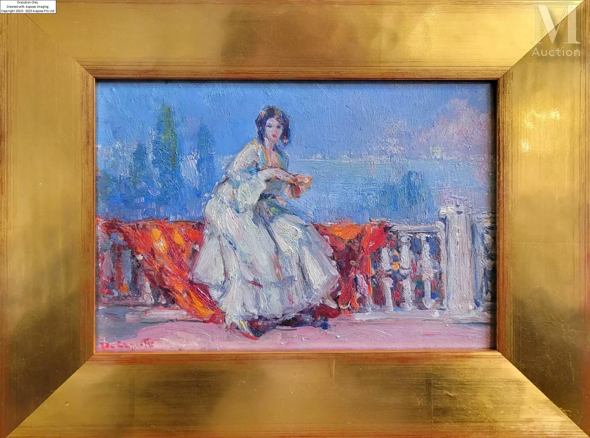Ulisse Caputo | Femme assise sur une terrasse au bord de la Riviera ...