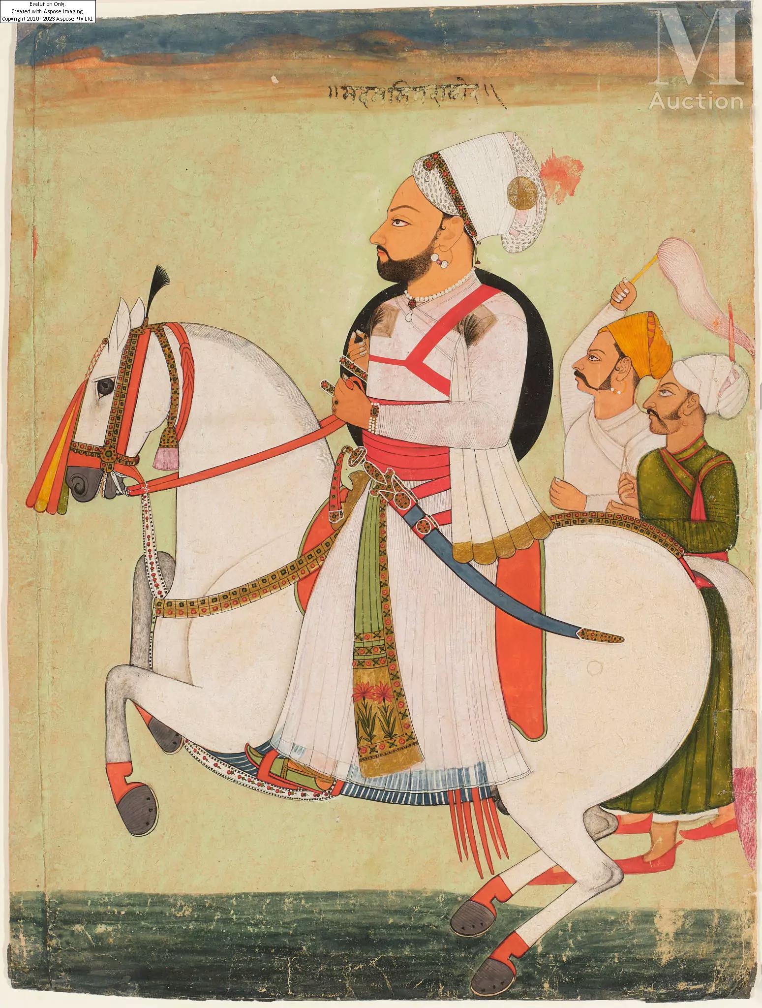 Mughal School, 19th Century | Portrait équestre de Gopinathji Rathore ...
