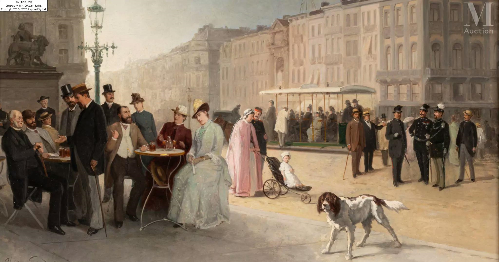 Théodore Gérard | Scène de rue et de café à la Belle époque (87 ...