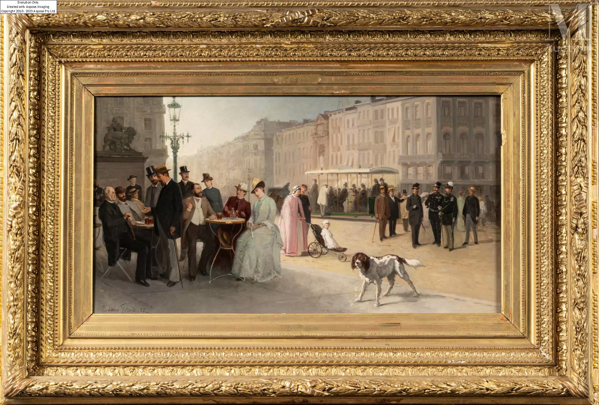Théodore Gérard | Scène de rue et de café à la Belle époque (87 ...