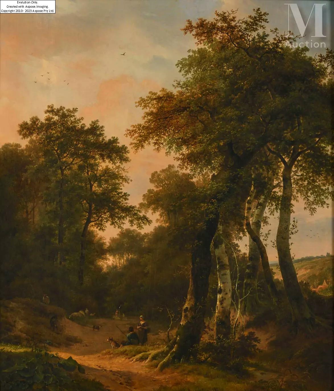 Pierre Jean Hellemans | Personnages se promenant en forêt | MutualArt