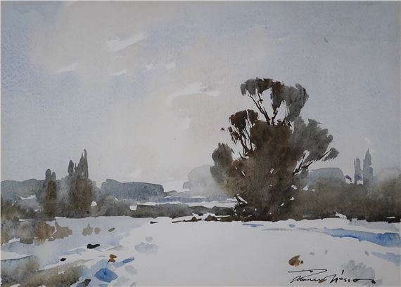 Edward Wesson | Edward Wesson (1910-1983), watercolour, 'Snow in ...