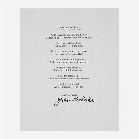 Jackson Wheeler | At the Grave of Zeus (poem) (2001) | MutualArt