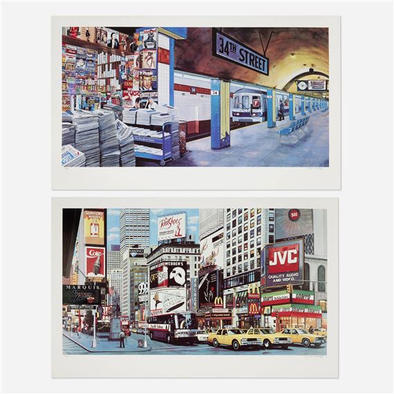 Ken Keeley | 34th Street; Times Square Day (two works) (1995) | MutualArt