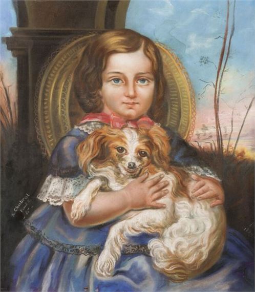 Gabriel Chabrat | Young girl with dog | MutualArt