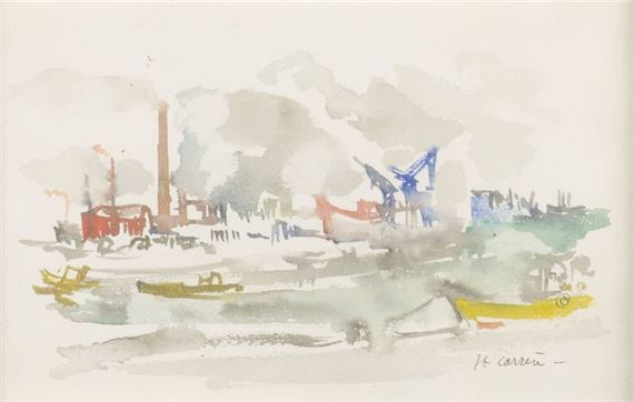 Jean-Gérard Carrère | Gironde landscape and The docks | MutualArt