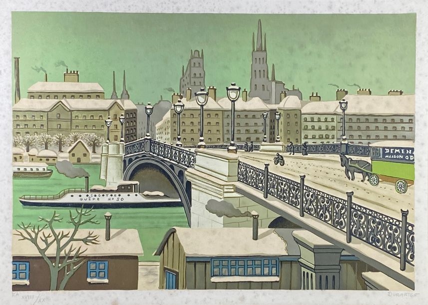 Andre Duranton | - Snow-covered bridge | MutualArt