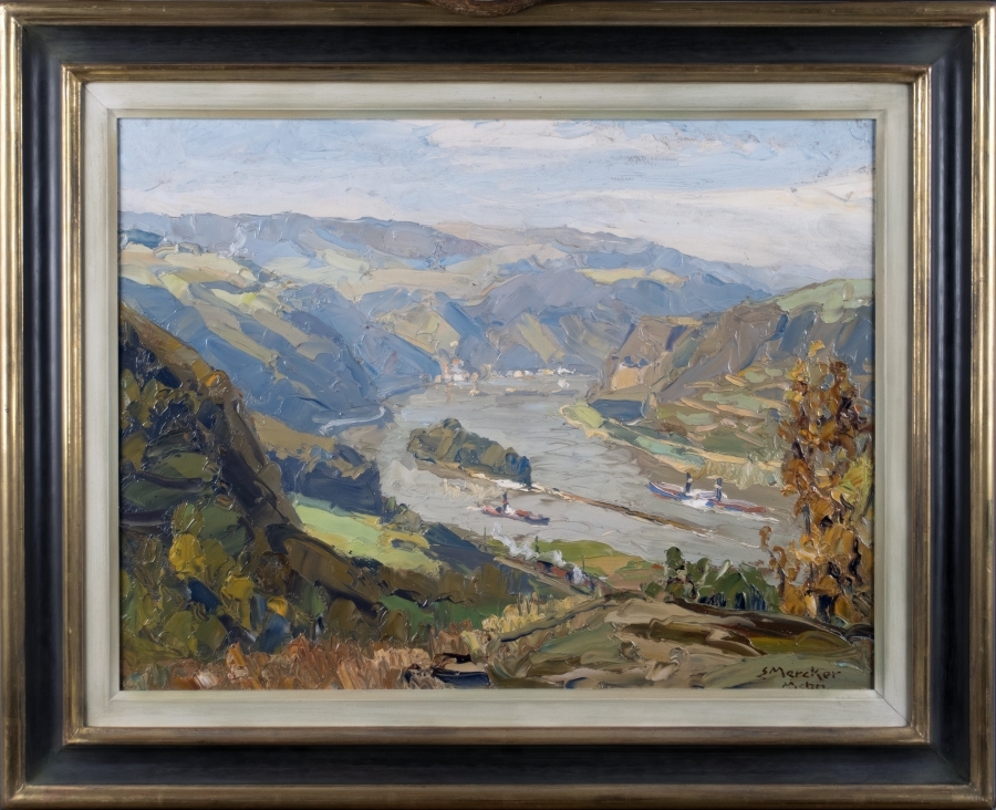 Erich Mercker | Mercker, Erich: Dampfer am Mittelrhein (1891) | MutualArt