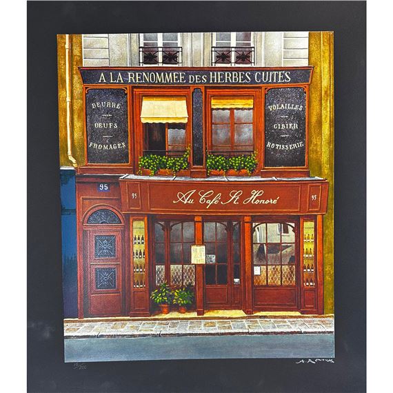 André Renoux | Andre Renoux (French 1939-2002) Serigraph Cafe St ...