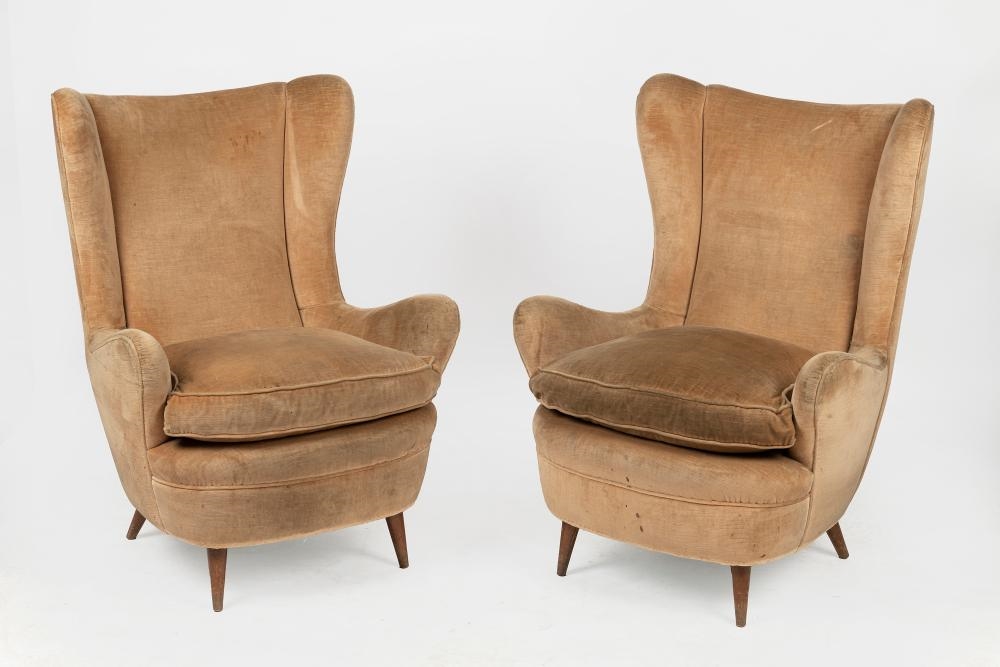 Paolo Buffa | A pair of Paolo Buffa wingback armchairs, Italian, circa ...