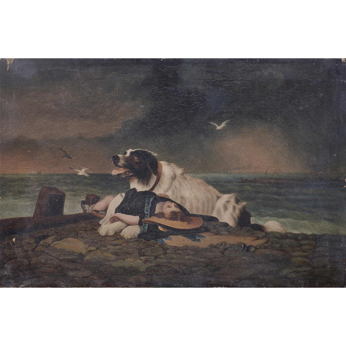George Chambers | Saint Bernard with Rescued Girl | MutualArt
