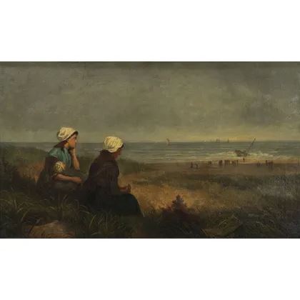 Henri Bource | Vissersvrouwen in de Katwijkse duinen (1874) | MutualArt