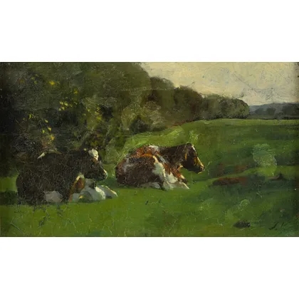 Jan Voerman I | Twee liggende koeien | MutualArt