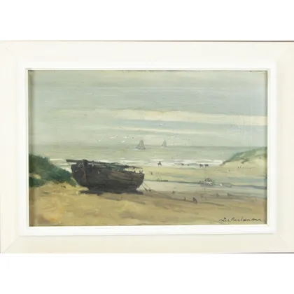 Johannes Cornelis Roelandse | Bomschuit op het strand van Katwijk | MutualArt
