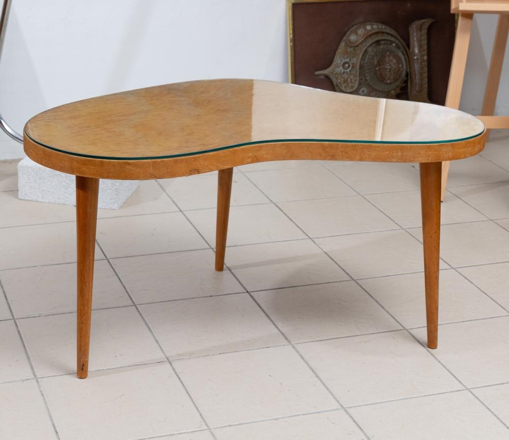 Paul Kafka | Very rare Paul Kafka kidney shaped coffee table made from ...