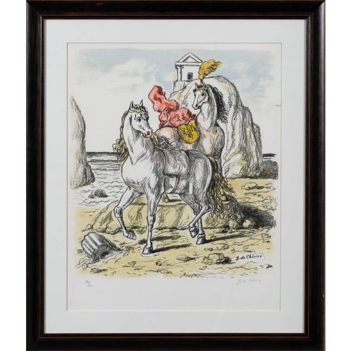 Giorgio de Chirico | Cavalli con tempi sulla spiaggia. 1971 (1888 ...
