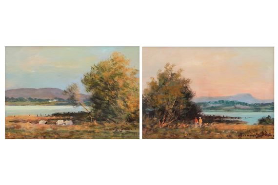 William Cunnigham | Lower Lough Erne & Upper Lough Erne oil on board ...