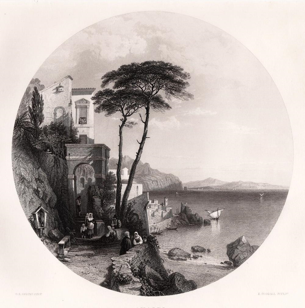 George Edwards Hering | George Edwards HERING 1800s Engraving Amalfi ...