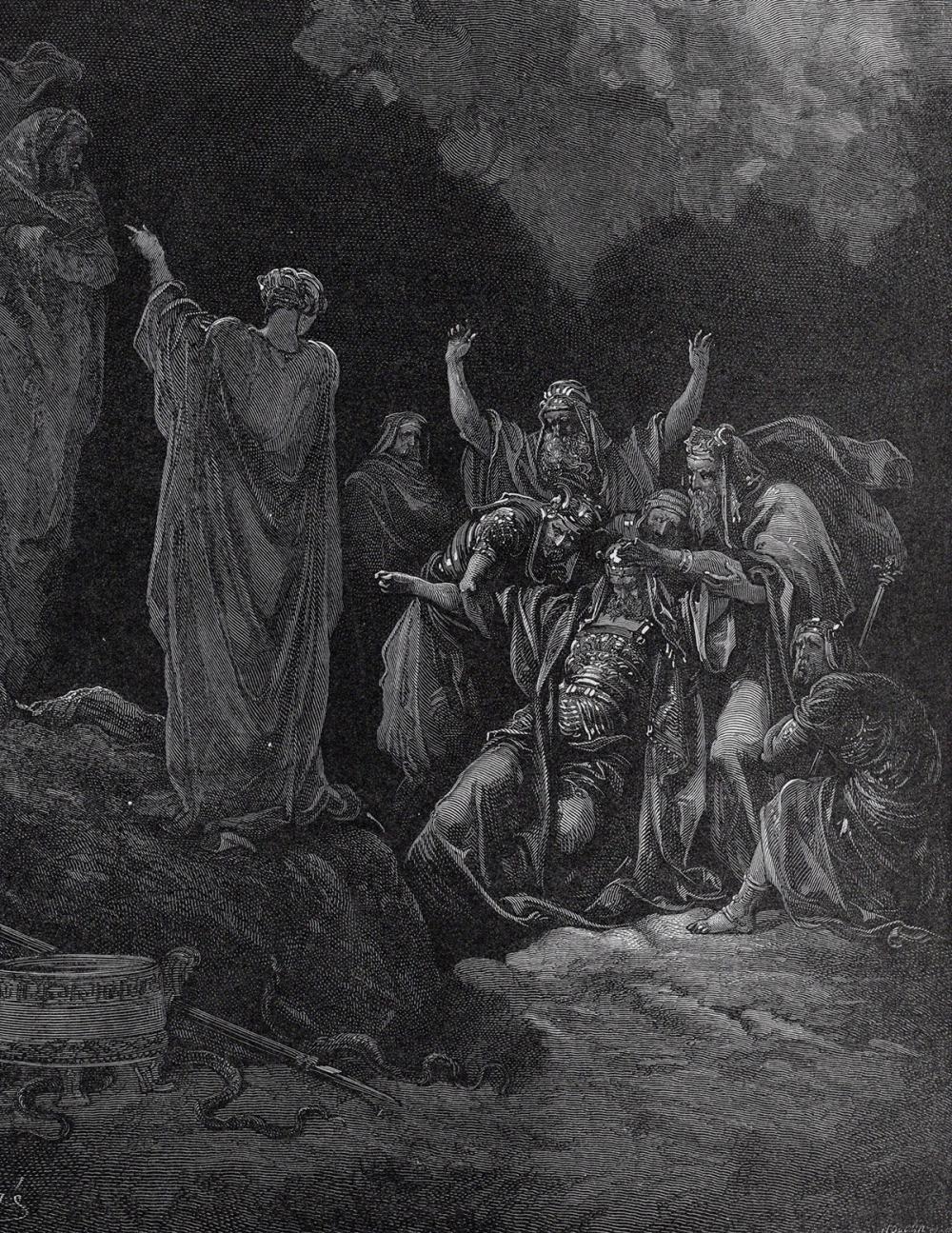 Gustave Doré | Gustave DORE Religious 1800s Wood Engraving Saul & Witch ...
