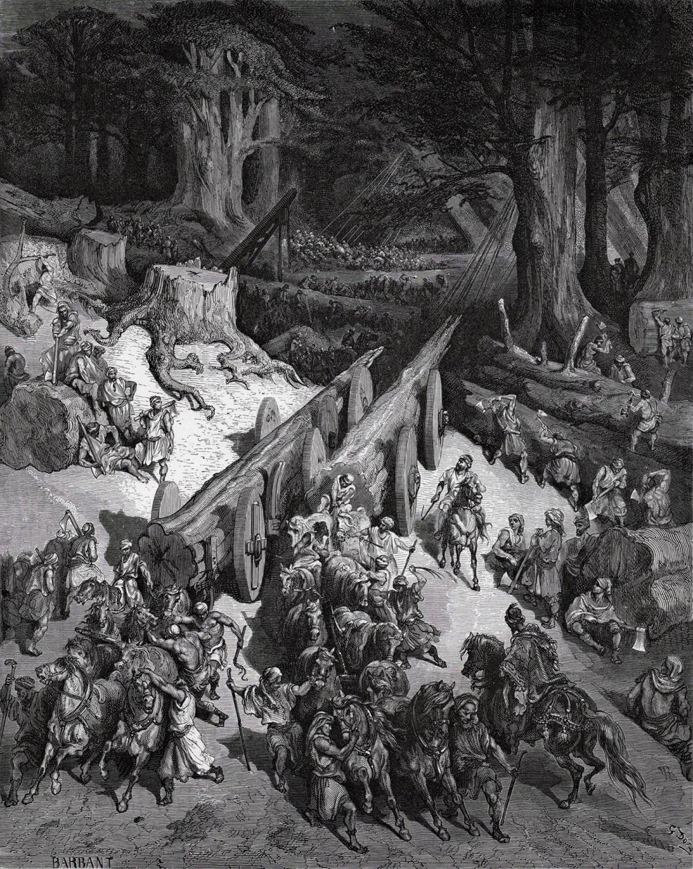 Gustave Doré | 1800s GUSTAVE DORE'S BIBLE Woodcut Preparations for the ...