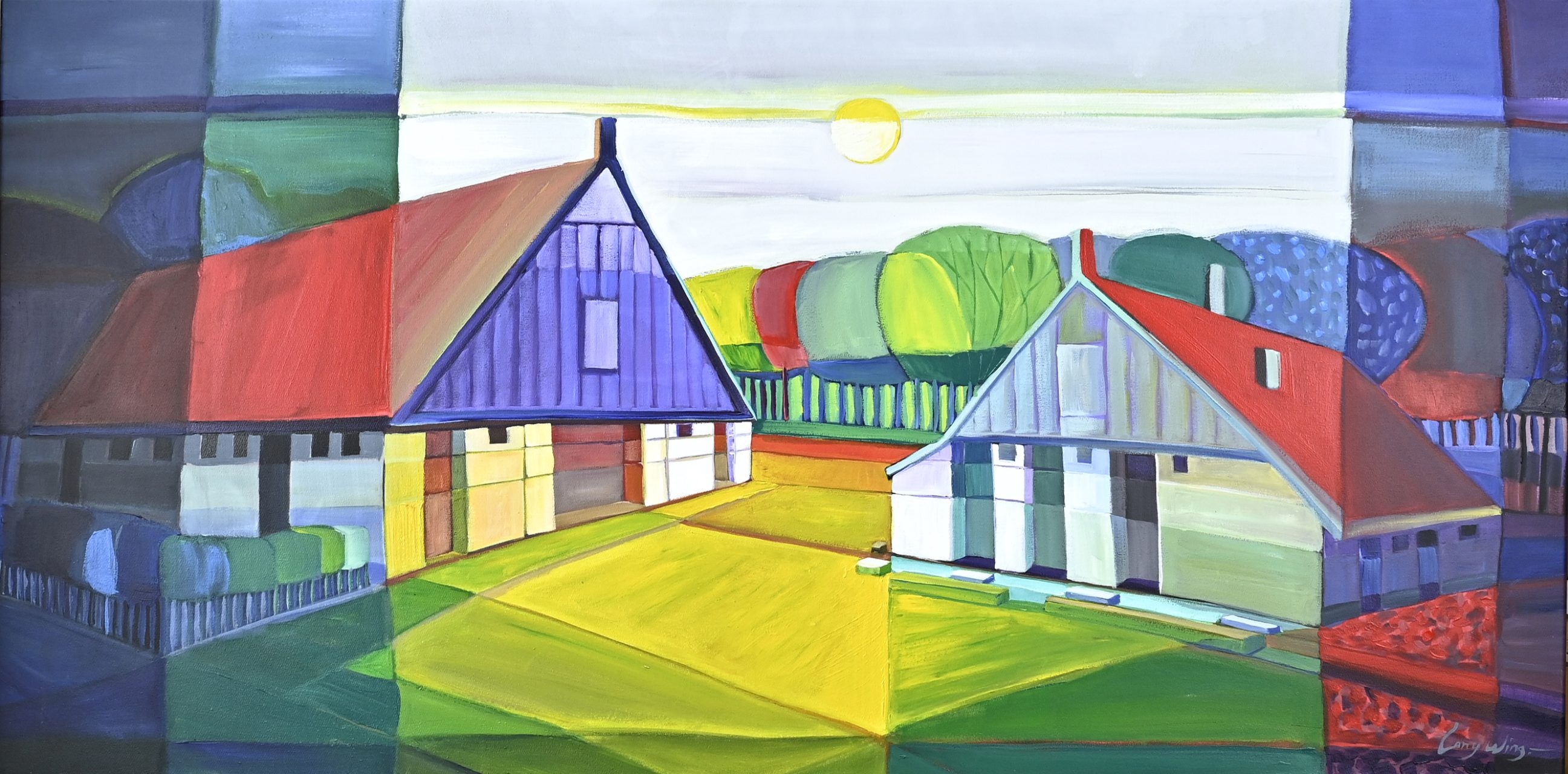 Lony Wing | Lony Wing. Twents coulissen landschap met boerderij. Acryl ...