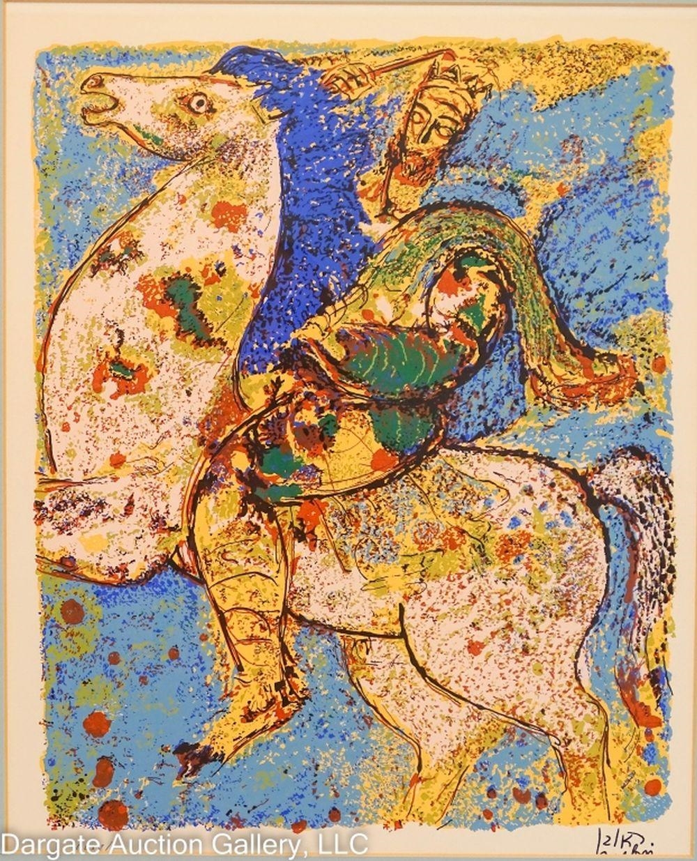 Reuven Rubin | 1893-1974) / Lithograph depicting King David riding on a ...