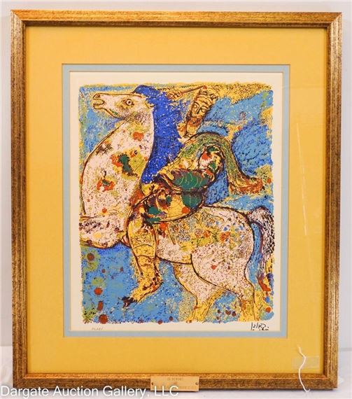 Reuven Rubin | 1893-1974) / Lithograph depicting King David riding on a ...