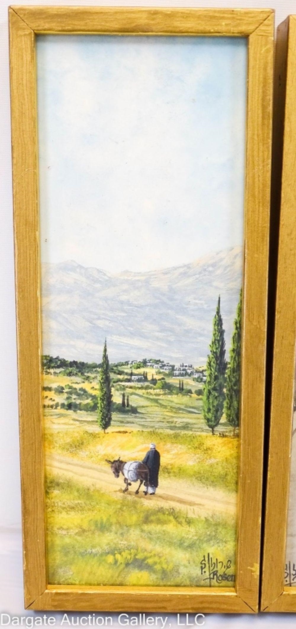 Simon Rosen | 1896-1970) Gouache Street Scenes All under glass in gold ...