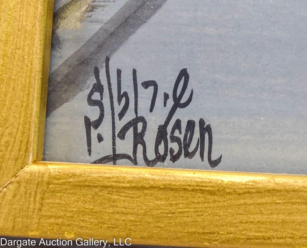 Simon Rosen | 1896-1970) Gouache Street Scenes All under glass in gold ...