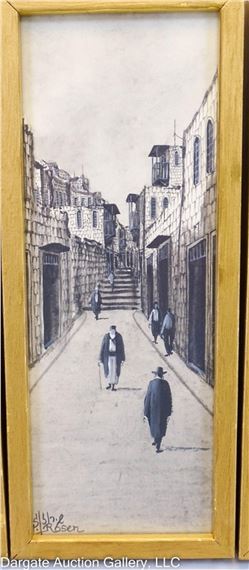 Simon Rosen | 1896-1970) Gouache Street Scenes All under glass in gold ...
