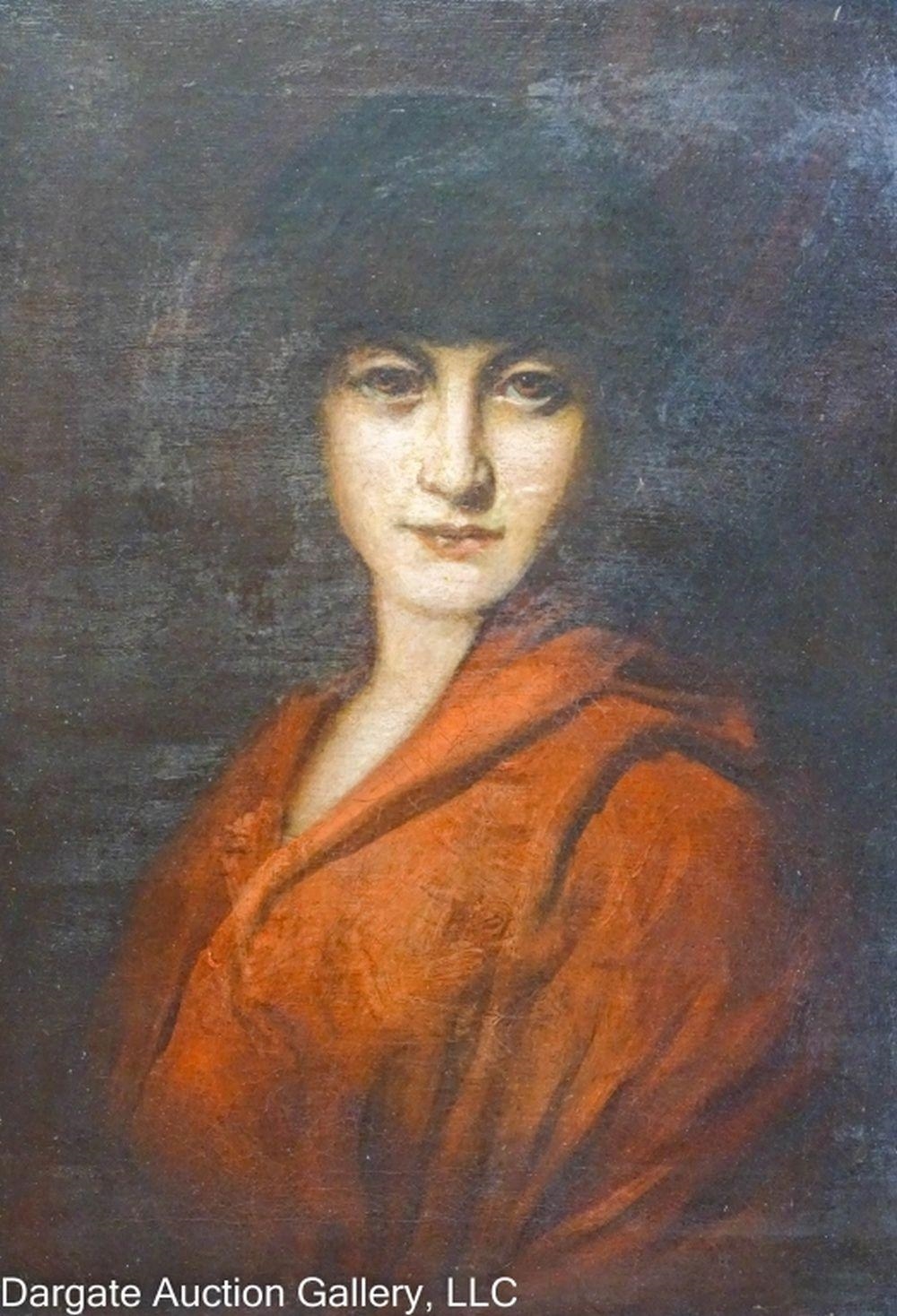 Clarence Samuel Kilpatrick | 1853-1923); Portrait of a woman in red ...