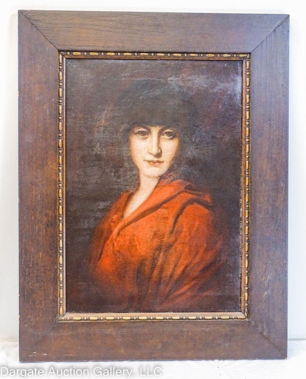 Clarence Samuel Kilpatrick | 1853-1923); Portrait of a woman in red ...