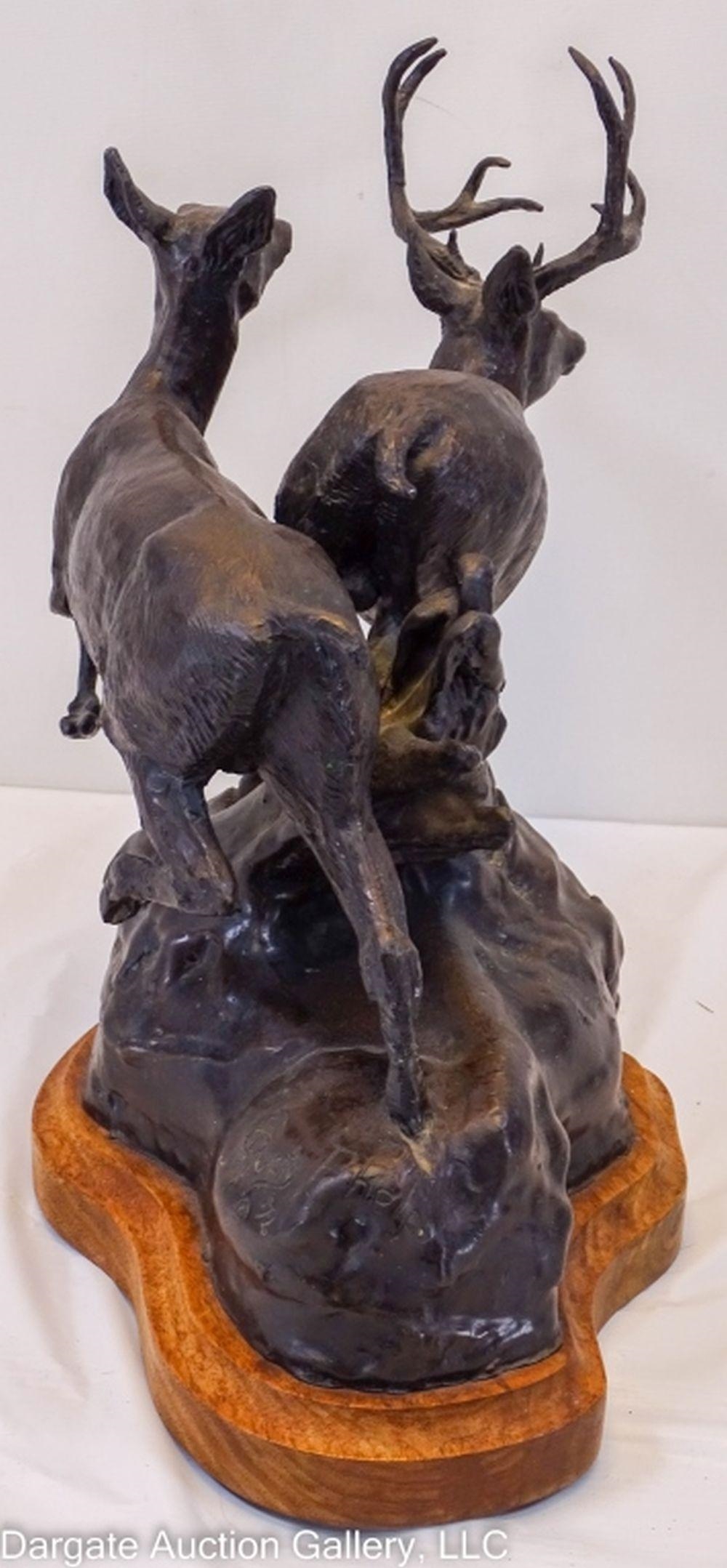 Rusty Phelps | b. 1936) Circa 1972 / Bronze sculpture of a buck and doe ...
