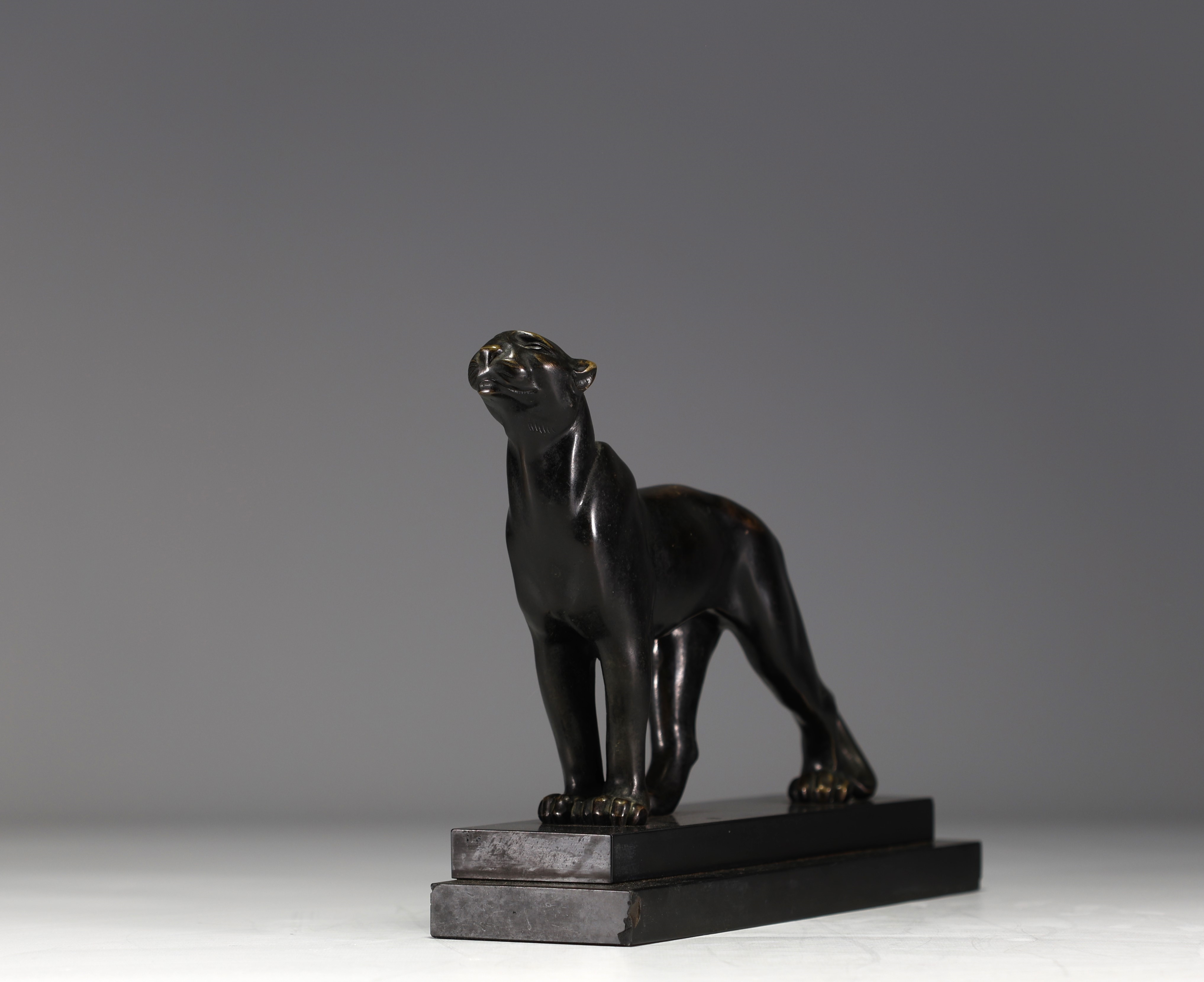 A. Soleau | A. SOLEAU (XXth) Panthère Sculpture in bronze with black ...