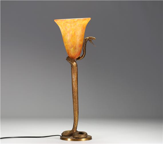 Edgar Brandt | Edgar BRAND (1880-1960) in the style of - Cobra lamp in ...