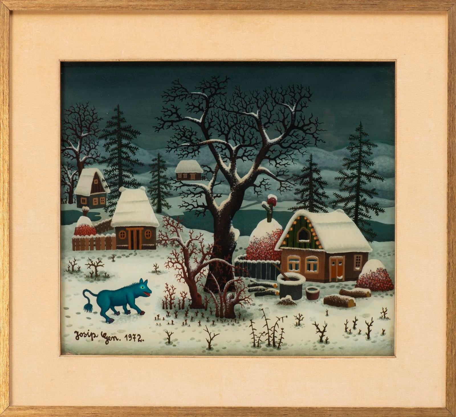 Josip Generalic | L'animal bleu dans la neige (1972) | MutualArt