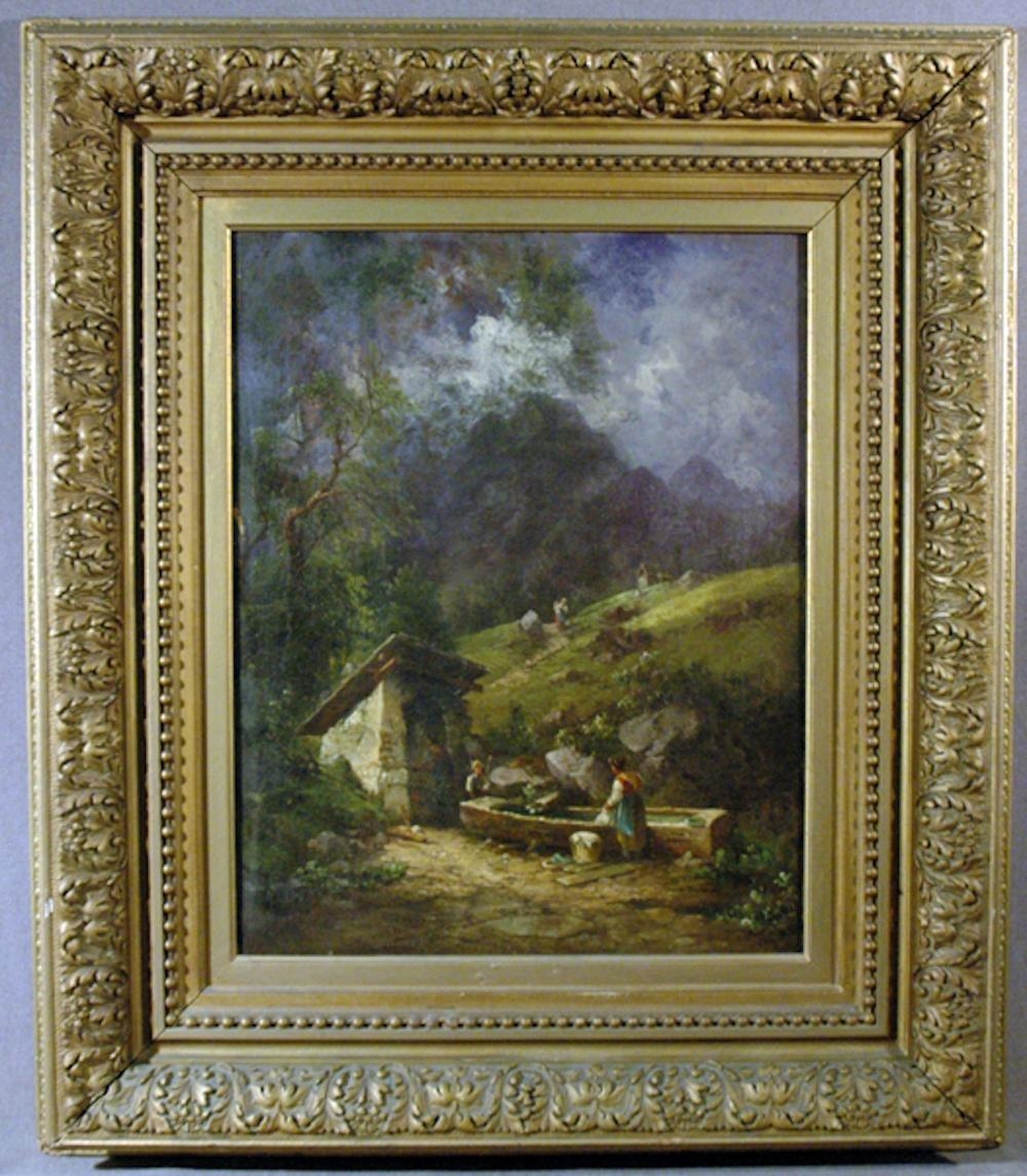 Georg Geyer | house on a hill with someone fixing a boat | MutualArt
