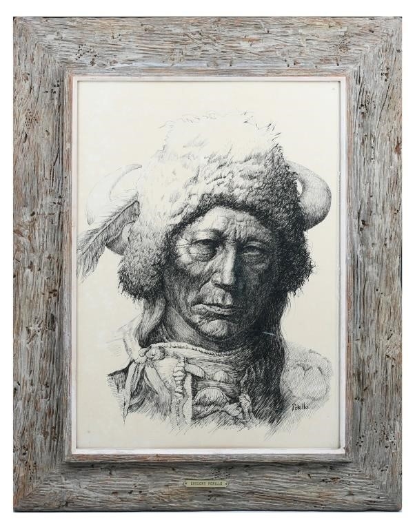 Greg Perillo | GREGORY PERILLO BLACKFOOT CHIEF DRAWING | MutualArt