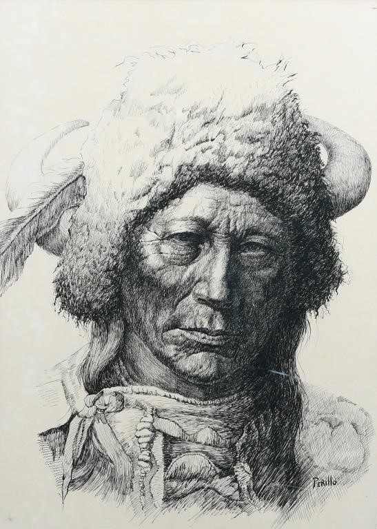 Greg Perillo | GREGORY PERILLO BLACKFOOT CHIEF DRAWING | MutualArt
