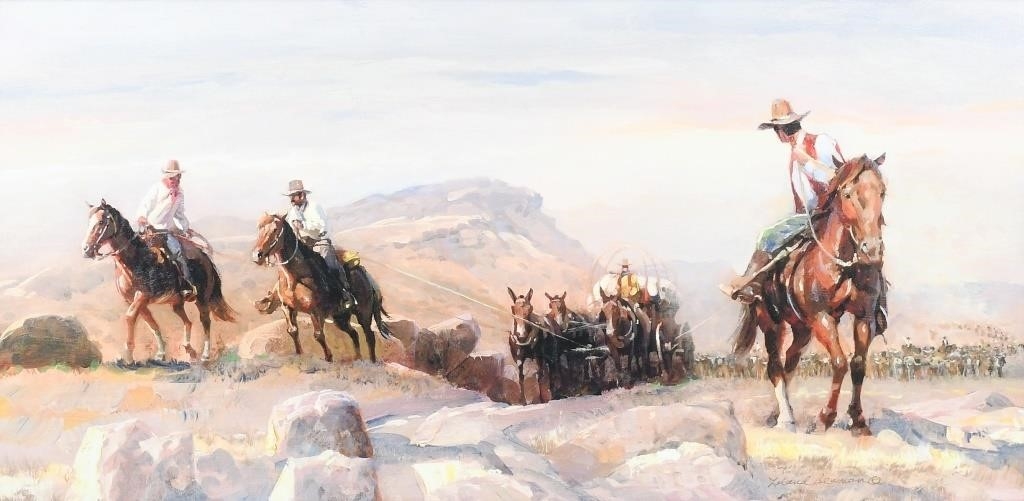 Leland D. Beaman | LELAND BEAMAN WESTERN WAGON TRAIN SIGNED GICLEE ...