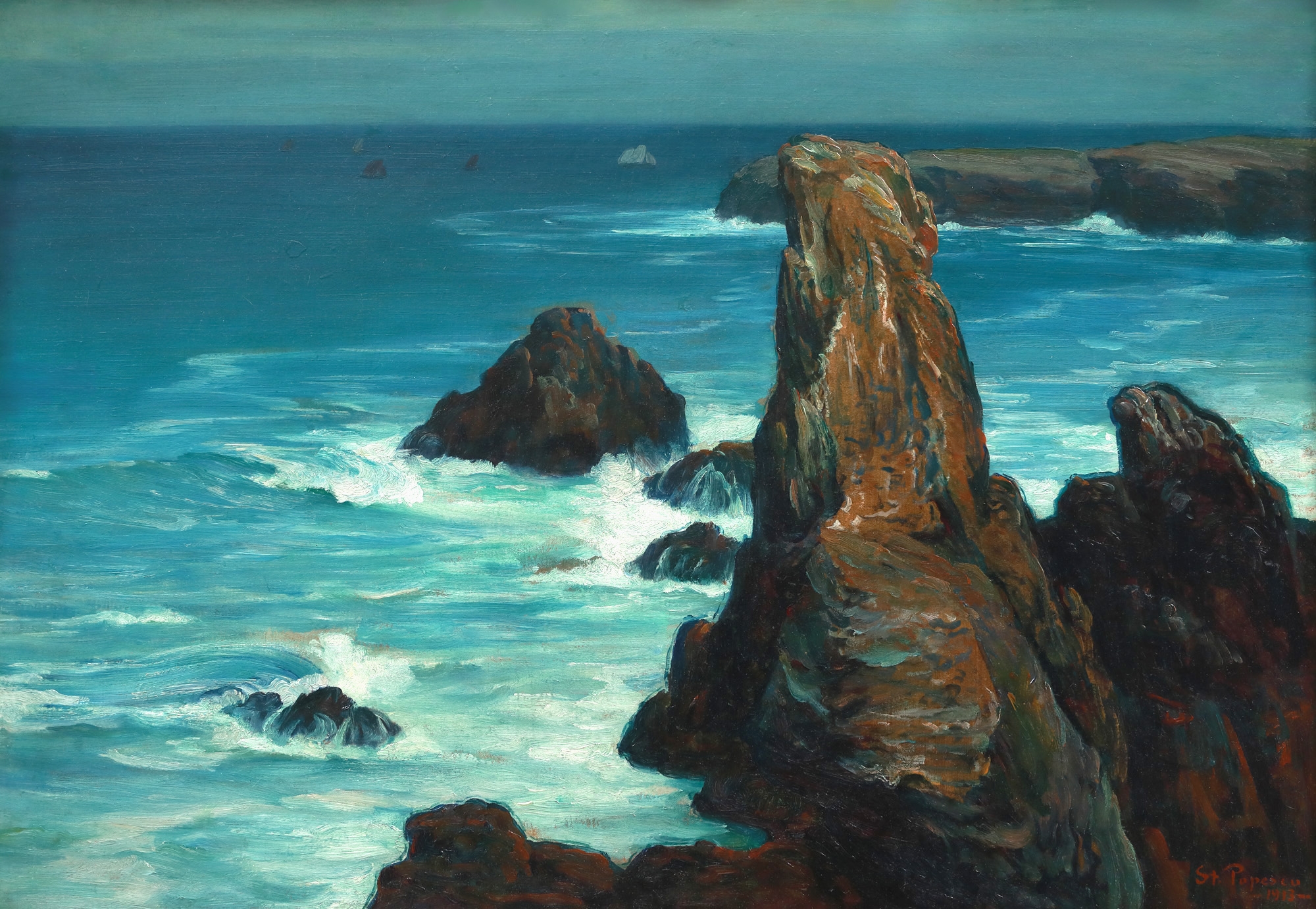 Stefan Popescu | The Sea at Kaliakra [1913 (Circa 17) | MutualArt
